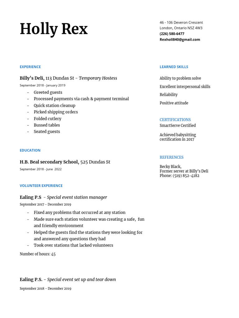 Holly Rex: 113 Dundas ST | PDF