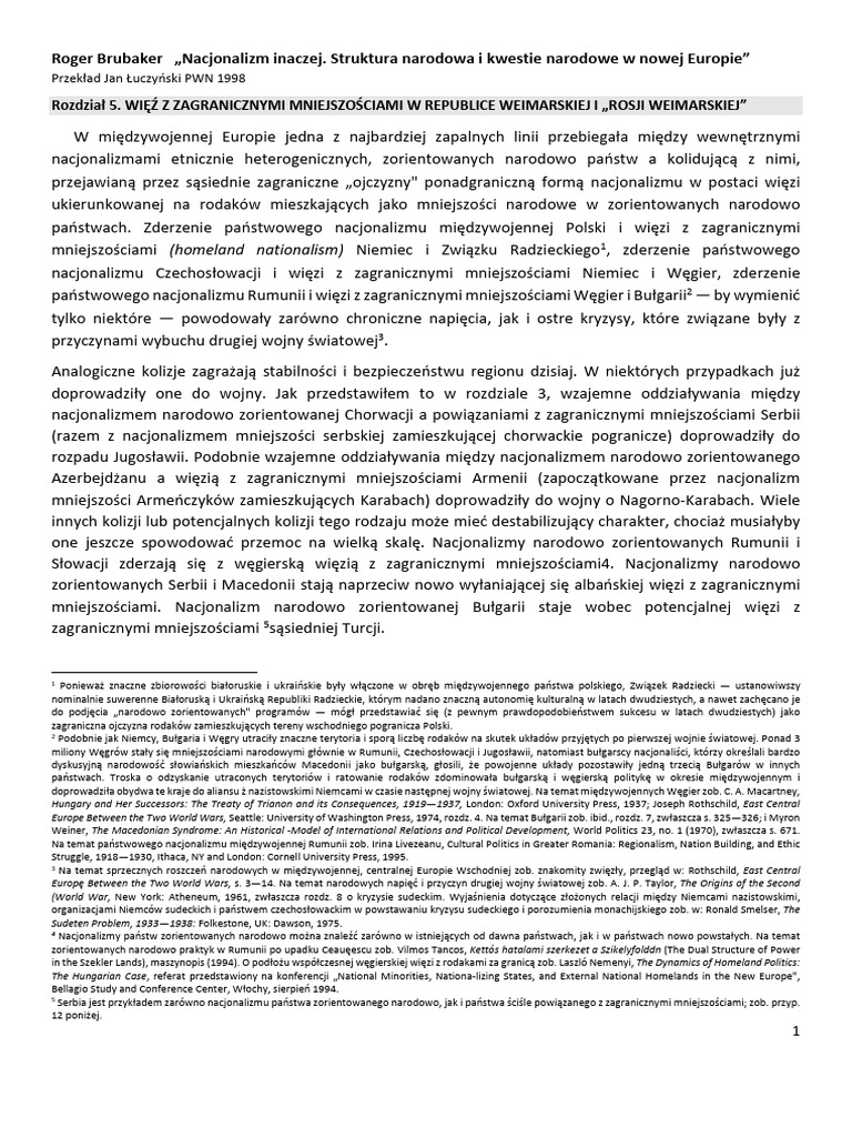Brubaker Nacjonalizm Inaczej | PDF