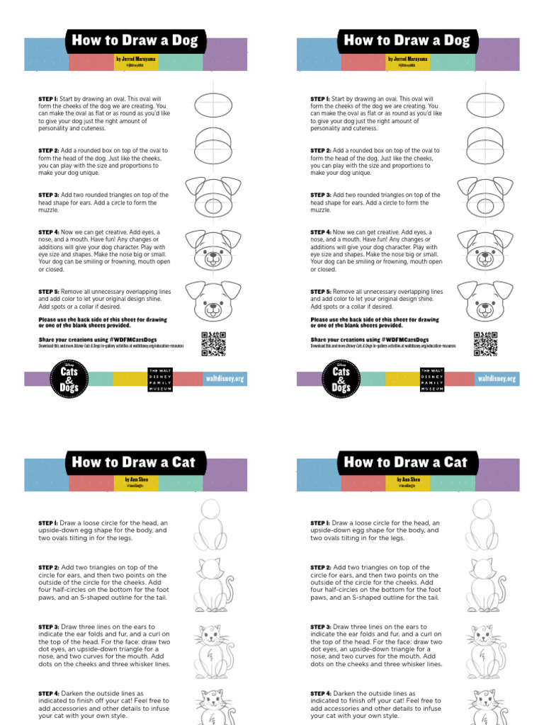 Step-by-Step Dog Drawing Guide | PDF | Zoology