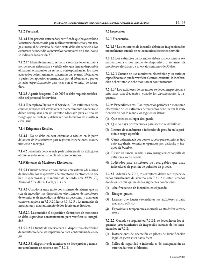 Inspección y Mantenimiento de Extintores | PDF