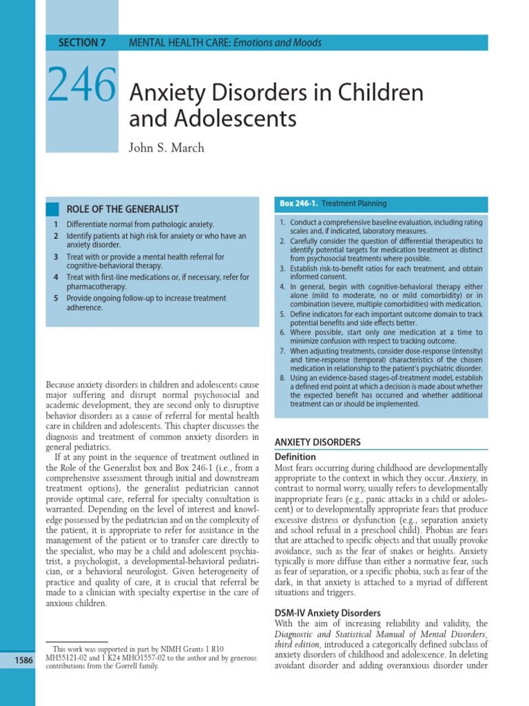 Anxiety Disorders in Children and Adolescents MARCH | PDF | Cognitive ...