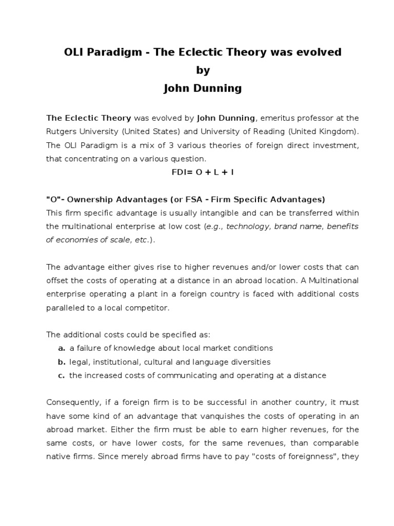 OLI Paradigm | PDF | Business | Computers