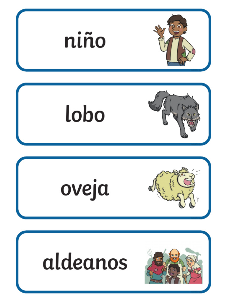 Tarjetas de Vocabulario Pedro y El Lobo | PDF