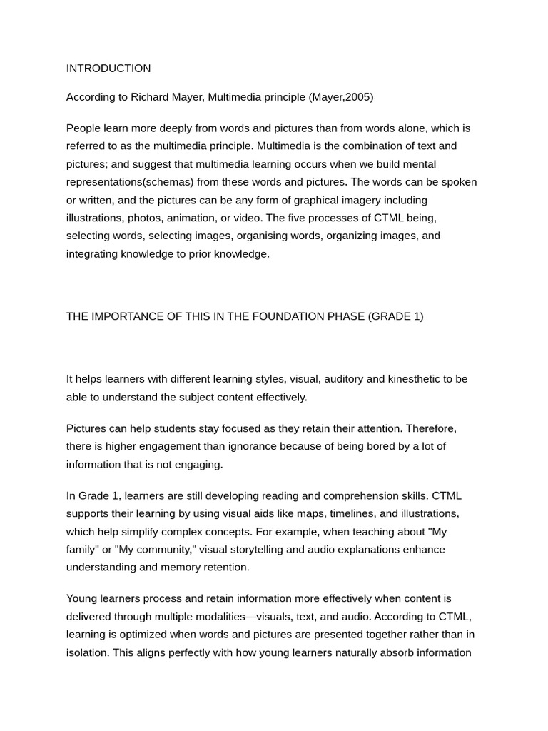 The Cognitive Theory of Multimedia Learning - CTML - 1 LSKS111 ...