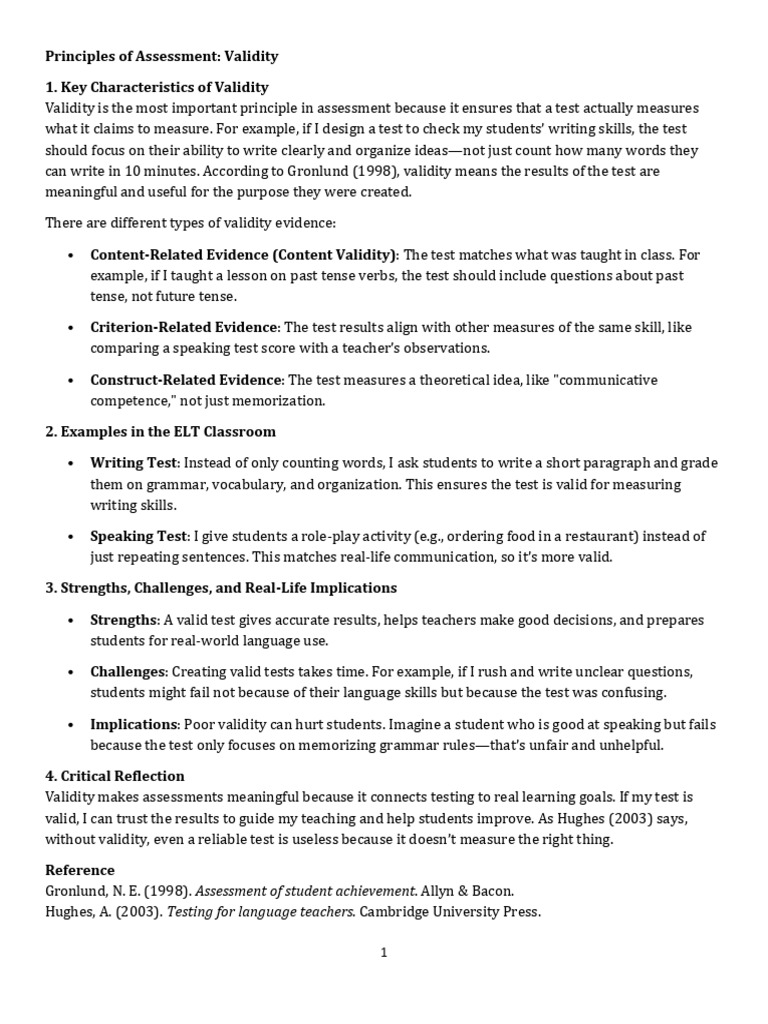 Principles of Assessment TRABAJO FINAL | PDF | Educational Assessment ...