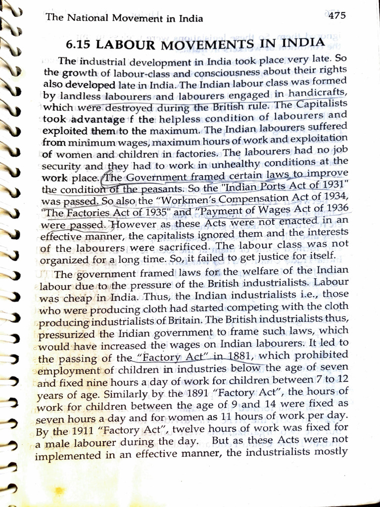 Labour Movements in India (Modern Optional) | PDF