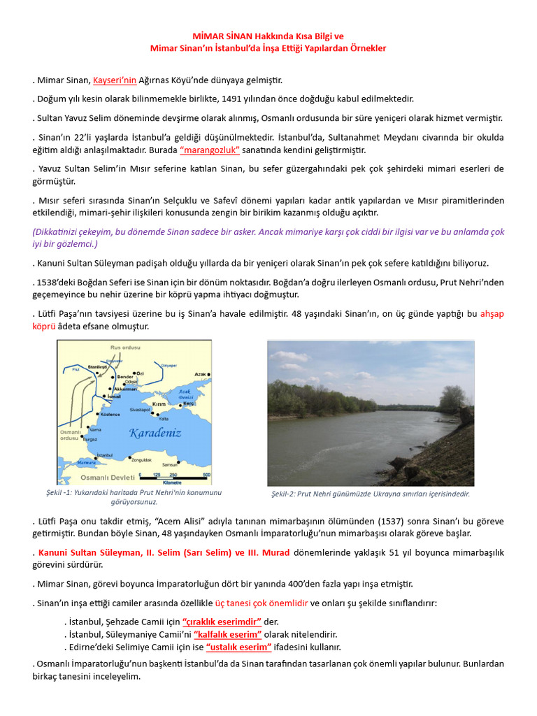 MİMAR SİNAN Hakkında Kısa Bilgi Ve | PDF