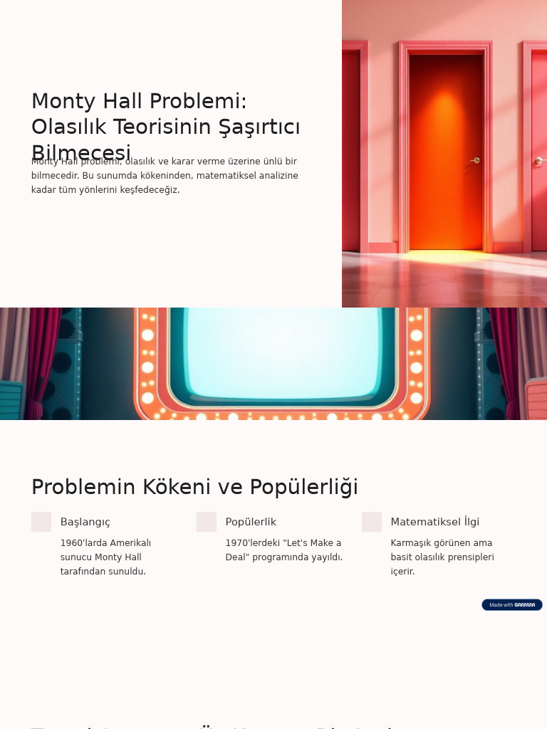 Monty Hall Problemi Olasilik Teorisinin Sasirtici Bilmecesi | PDF