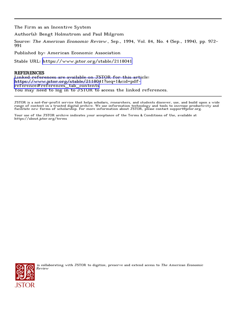 The Firm As An Incentive System | PDF | Monotonic Function | Function ...