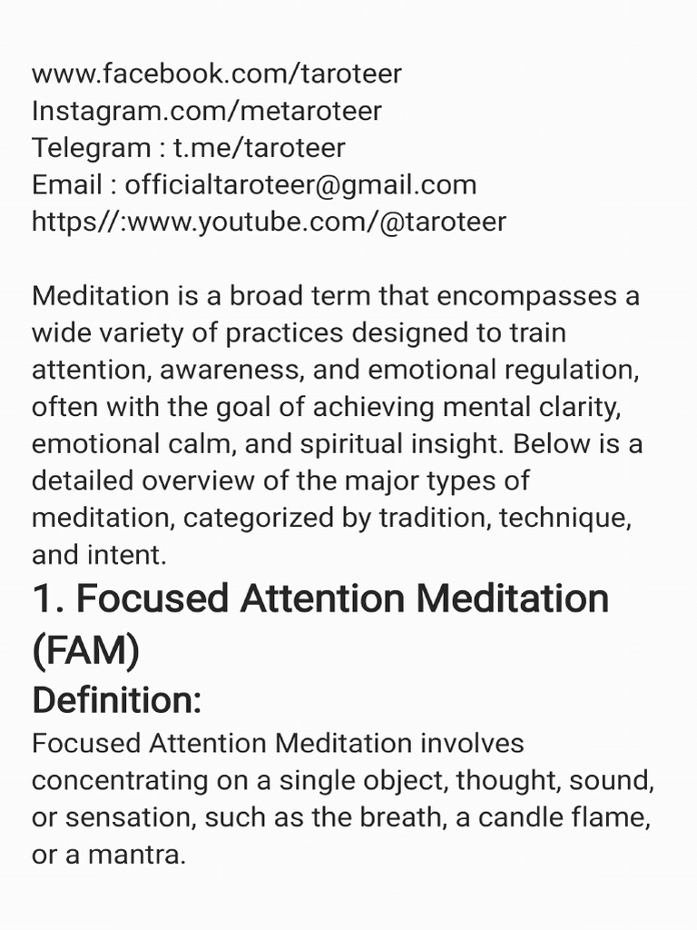 TYPES OF MEDITATION by TAROTEER Book | PDF
