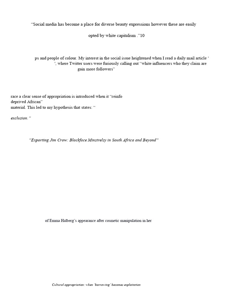 Log Extract. Whats The Catch. Blackfishing | PDF | Social Psychology