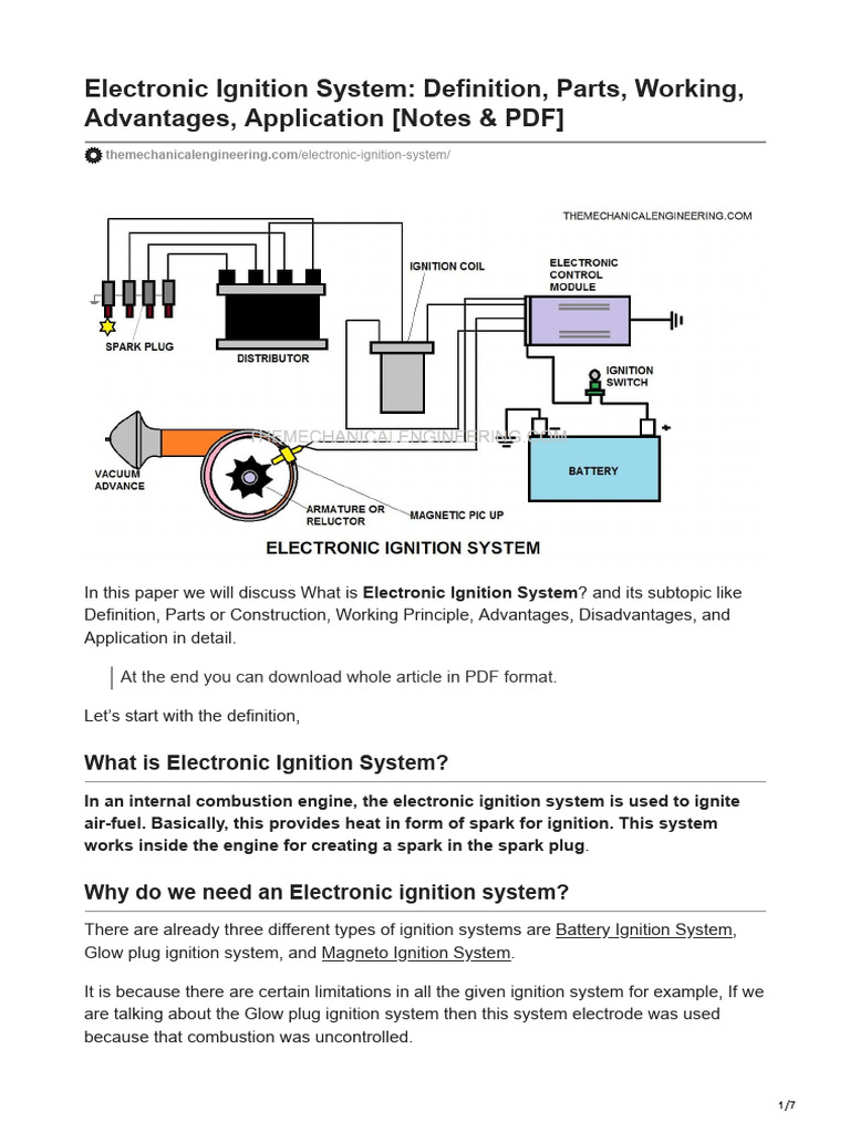 Electronic Ignition System Definition Parts Working Advantages ...