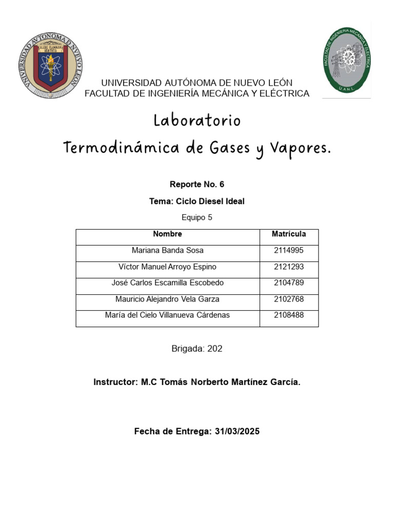Reporte6 TGYV | PDF | Motor diesel | Química Física