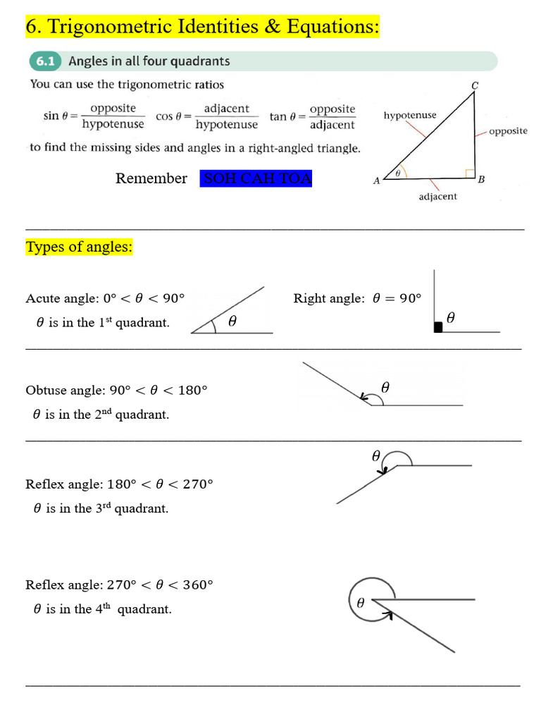 Ch.6 Trigonometric Equations & Identities. | PDF | Elementary Geometry ...