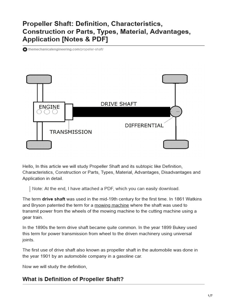 Overview of Propeller Shaft Types | PDF | Axle | Steel