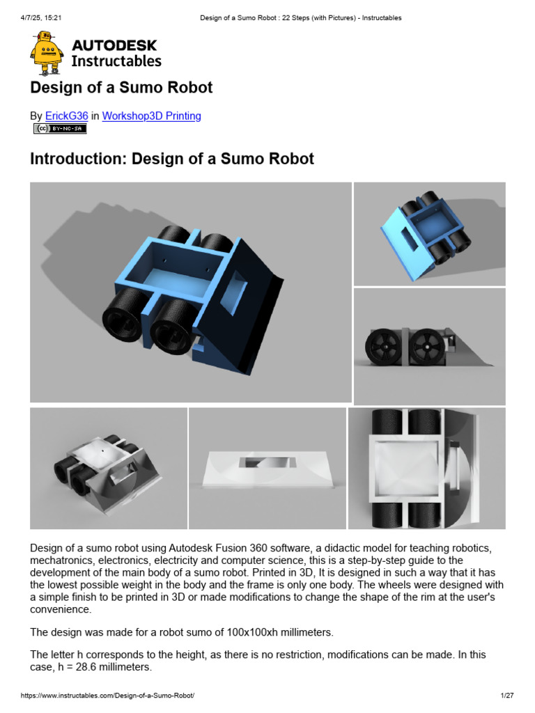 Design of A Sumo Robot - 22 Steps (With Pictures) - Instructables | PDF ...