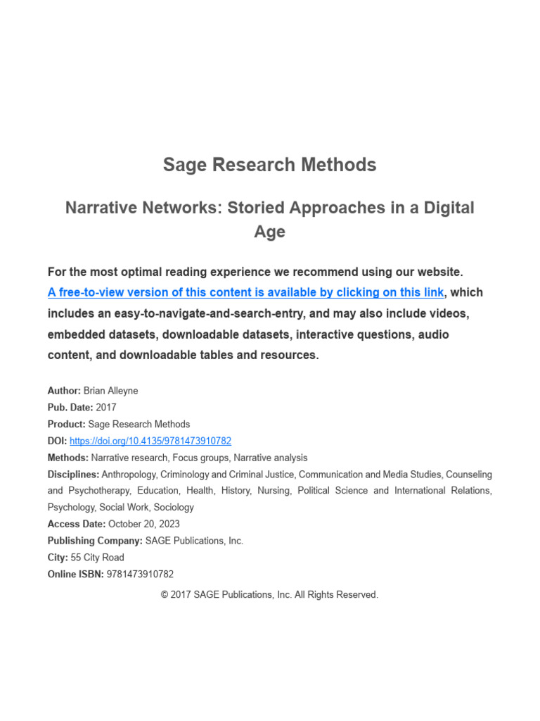 Narrative Networks Storied Approaches in A Digital Age | PDF | Narrative | Semiotics
