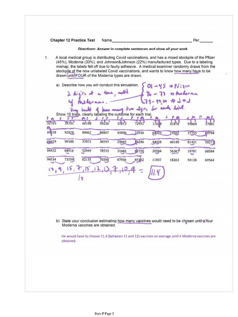 Chapter 12 Practice Test KEY (Stats) | PDF