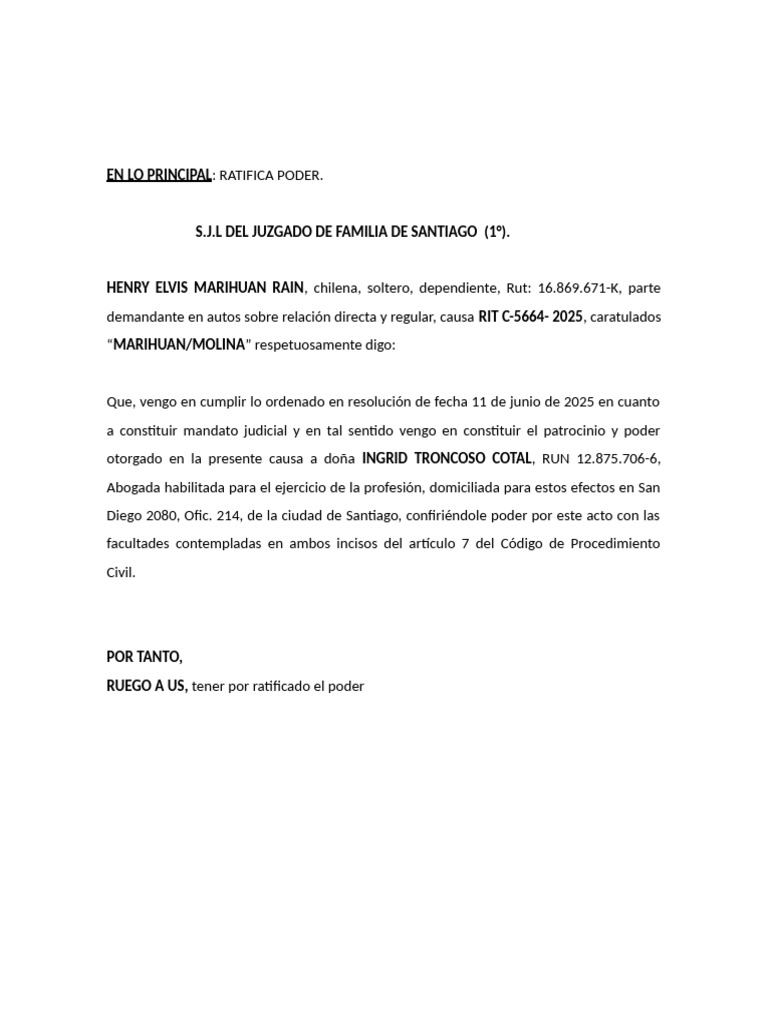 En Lo Principal Ratifica Poder Henry | PDF