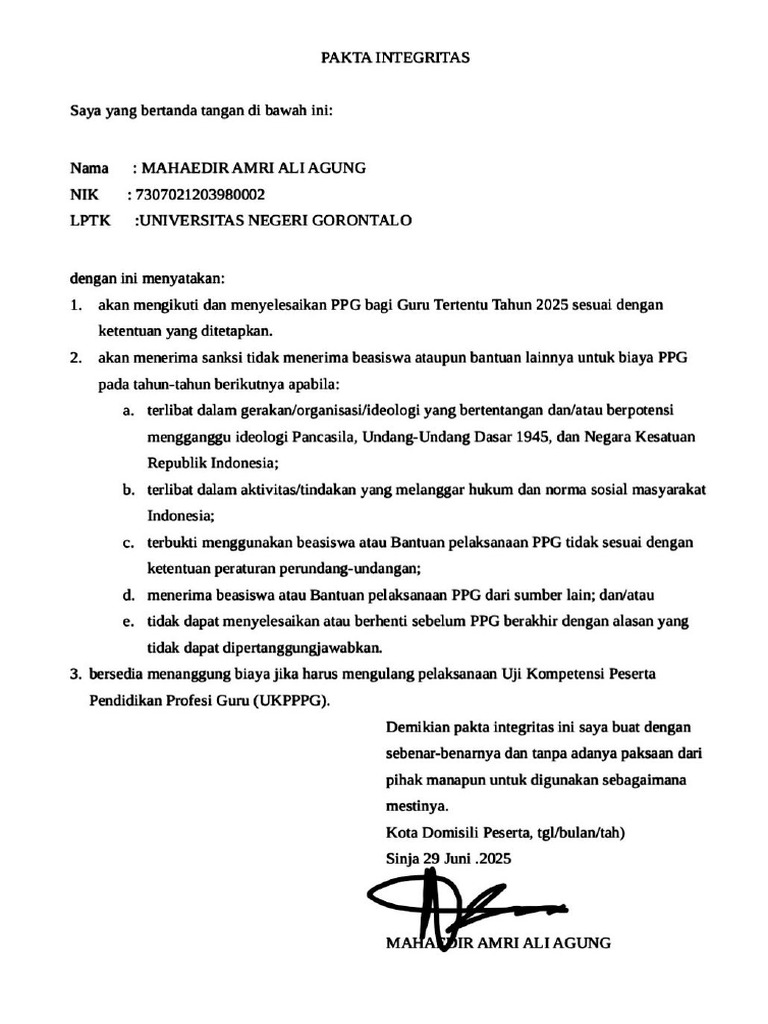 Fakta Integritas PPG | PDF