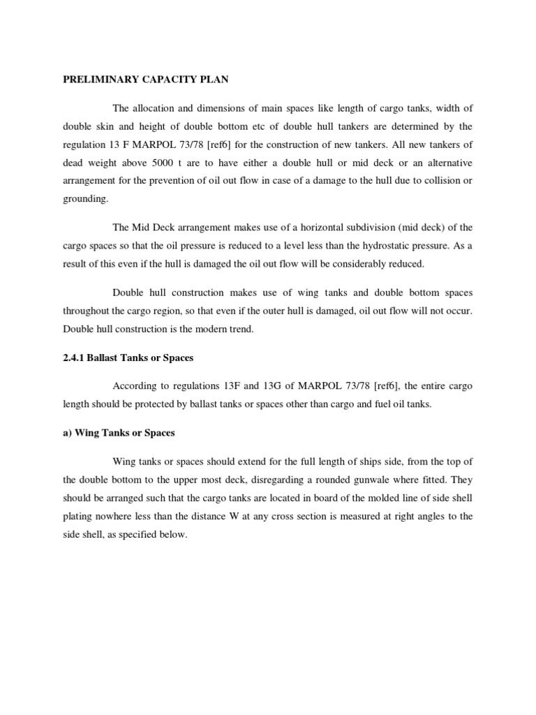 Preliminary Capacity Plan | PDF | Oil Tanker | Ships