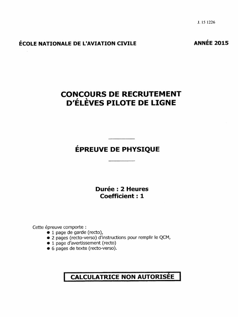 2015 ENAC Pilote Enonce | PDF