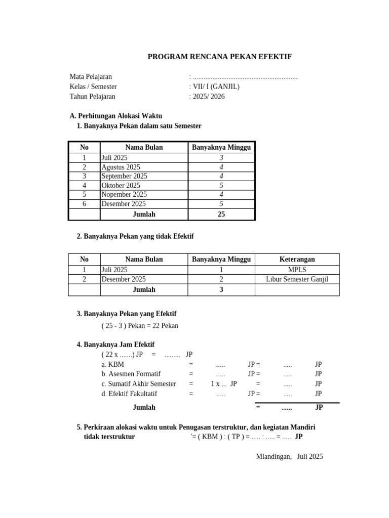 3-RPE, Prota, Promes - Ganjil - 2025-2026 | PDF