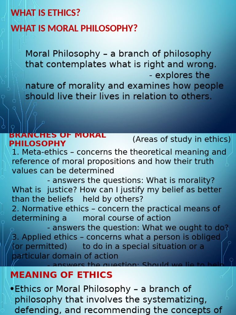 Topic 1 What Is Ethics and Morality | PDF | Morality | Liberal Arts ...