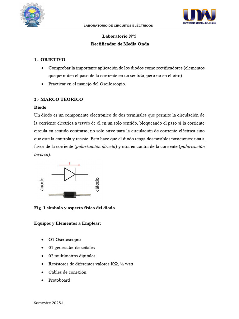 Lab N°6 Diodos | PDF | Rectificador | Red eléctrica