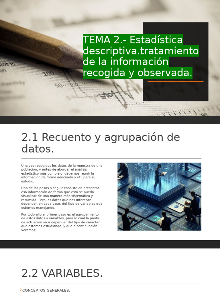 2.1 Recuento y Agrupaciã N de Datos 2.2 Variables | PDF | Nivel de ...