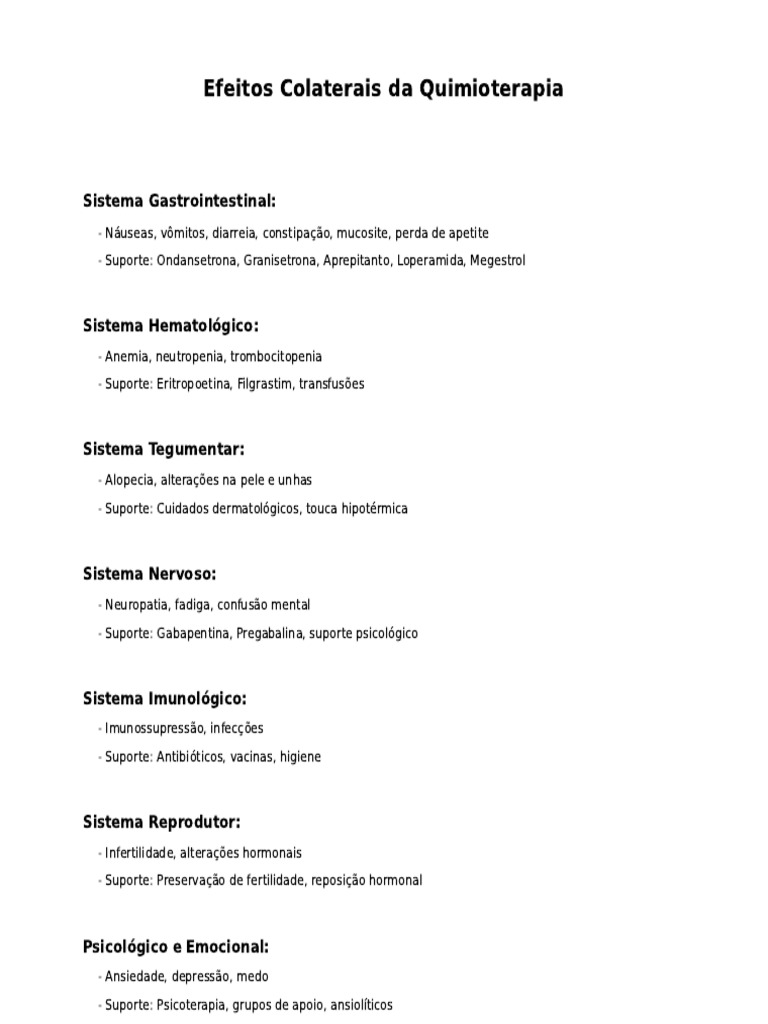 Efeitos Colaterais da Quimioterapia | PDF