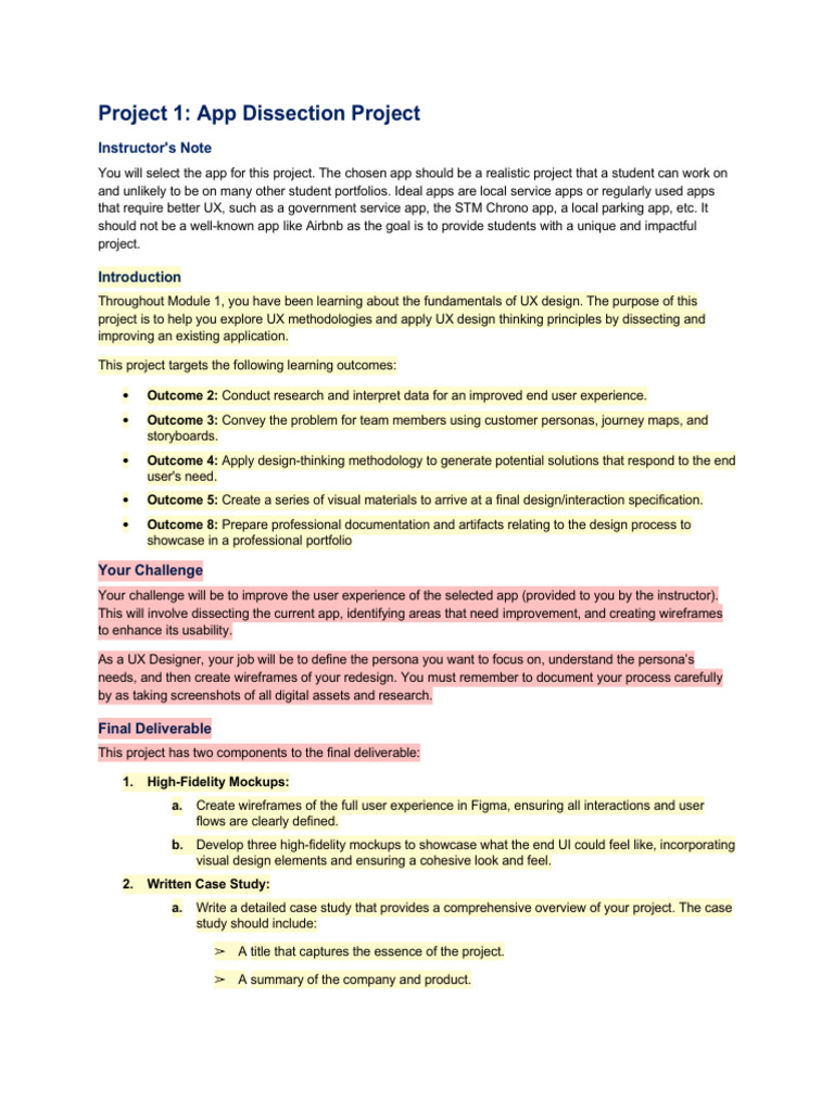 UX Design App Dissection Project Guide | PDF | Usability | Methodology