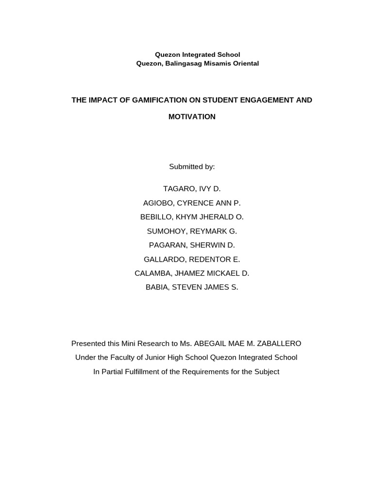 RESEARCH GRADE 10.doc501041 | PDF | Motivation | Motivational