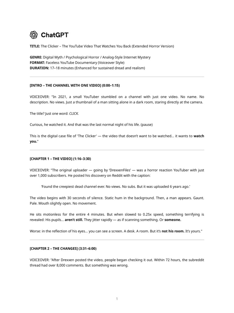 The Clicker (Extended Horror Version) | PDF | You Tube | Cyberspace