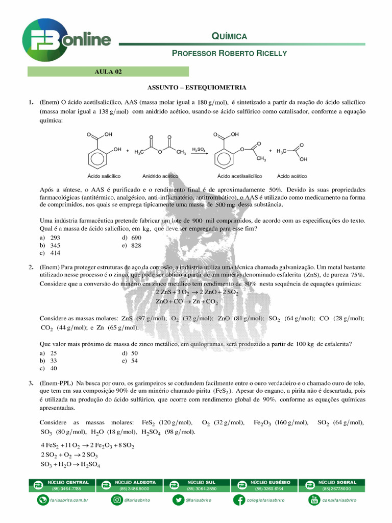 Teoria e Exercício - Aula 2 | PDF | Voo | Dióxido de carbono