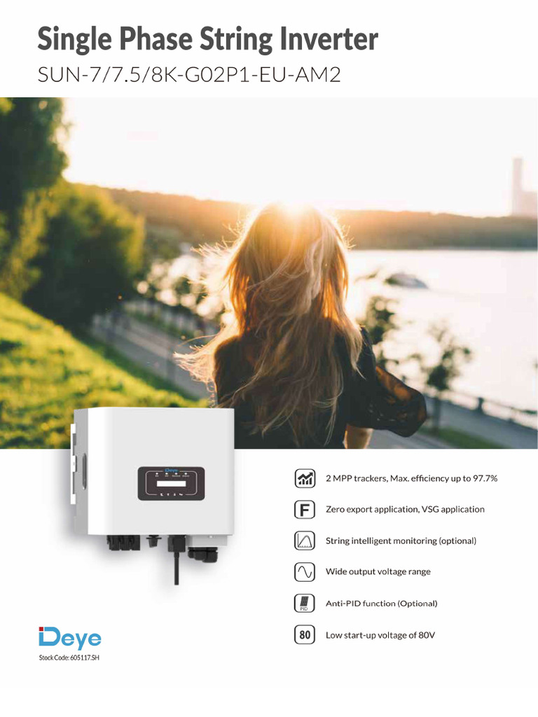 Datasheet Deye SUN-7.5K-G02P1-EU-AM2 | PDF