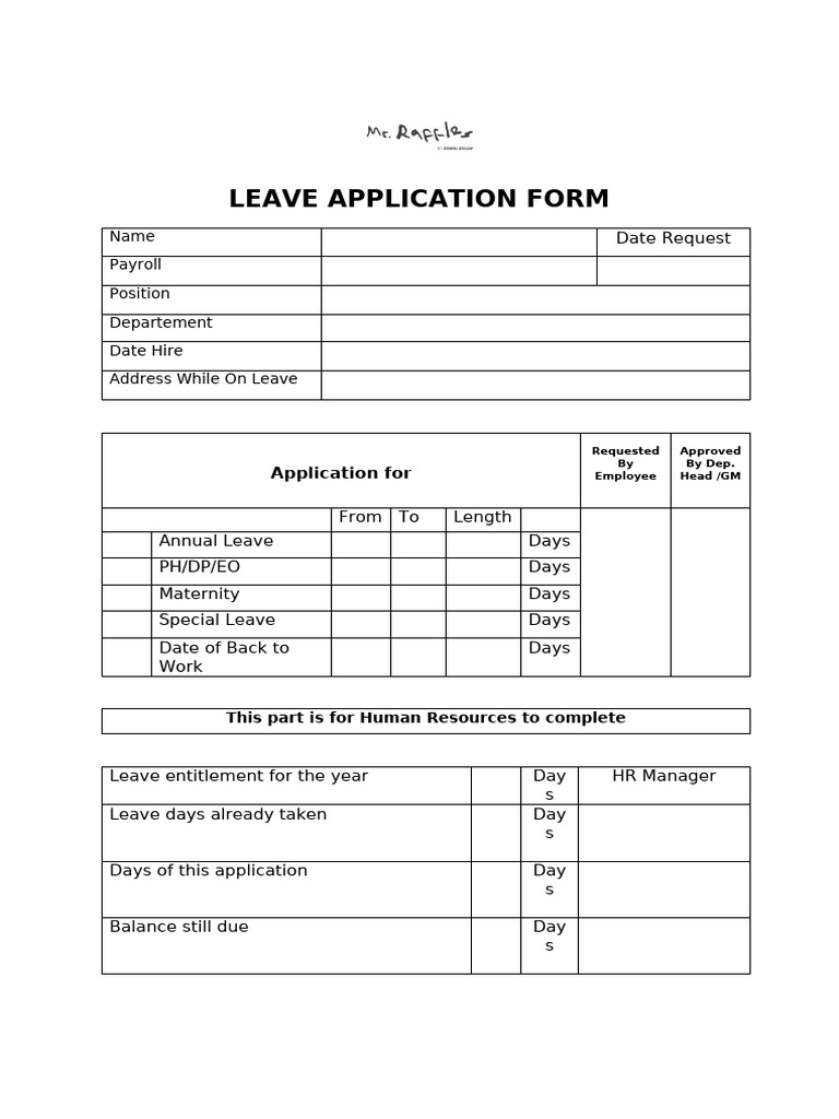 Leave Application Form Template | PDF