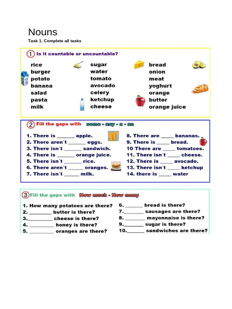 Grammar Homework Nouns | PDF