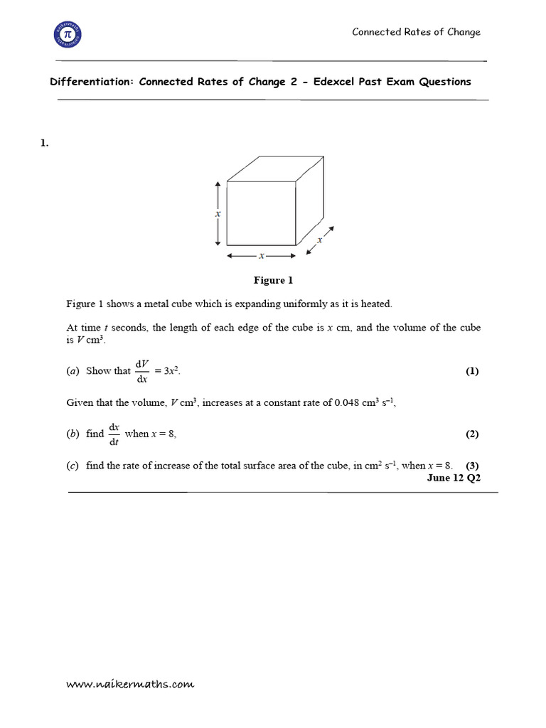 Differentiation Connected Rate of Change 2 | PDF | Sphere | Geometry