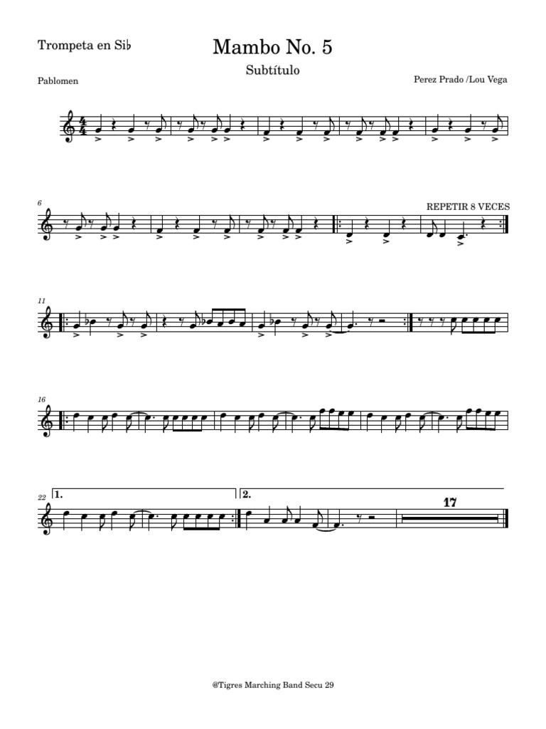 Mambo No. 5: Trompeta en Si♭ | PDF