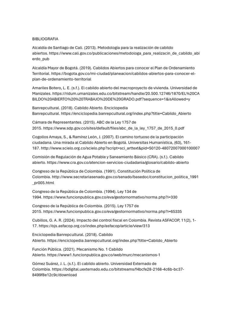 Bibliografía sobre Cabildos Abiertos en Colombia | PDF | Colombia ...