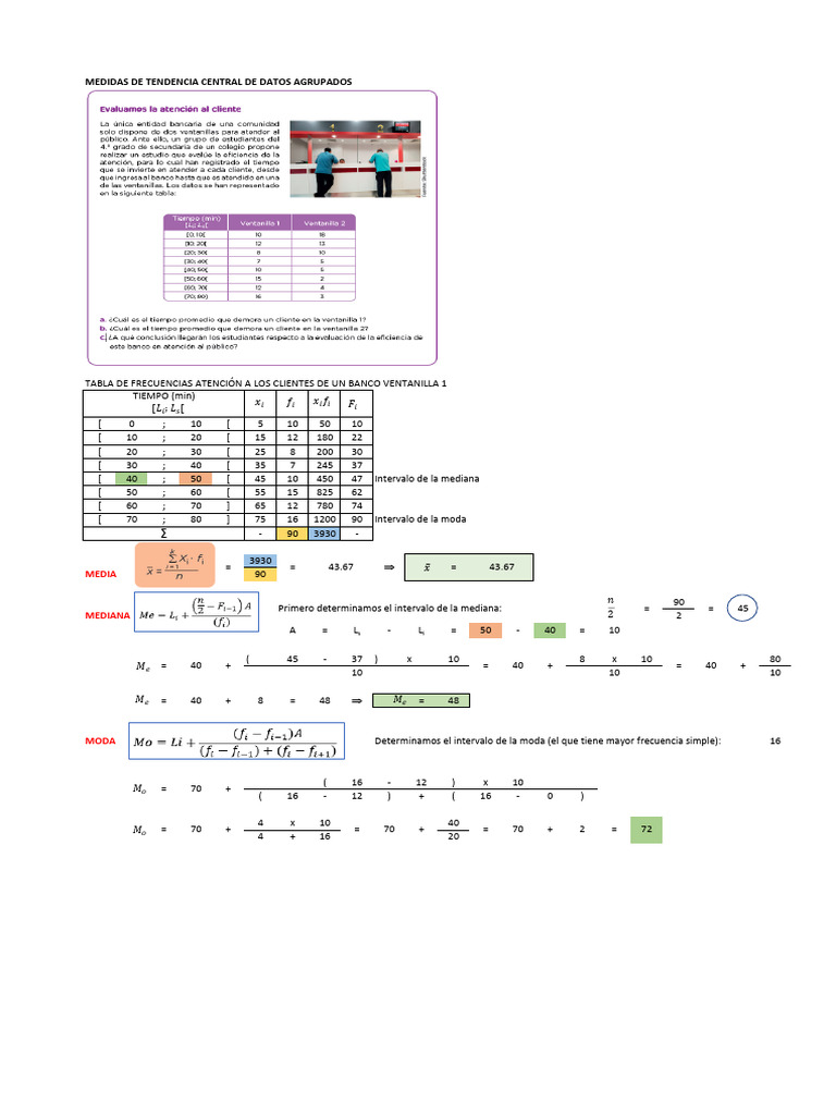 Medidas de Tendencia Central Ventanilla 1 | PDF