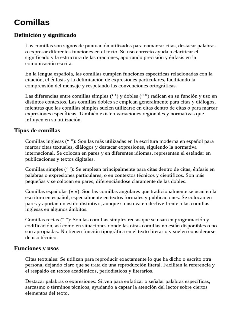 Comillas | PDF | Comillas | Puntuación