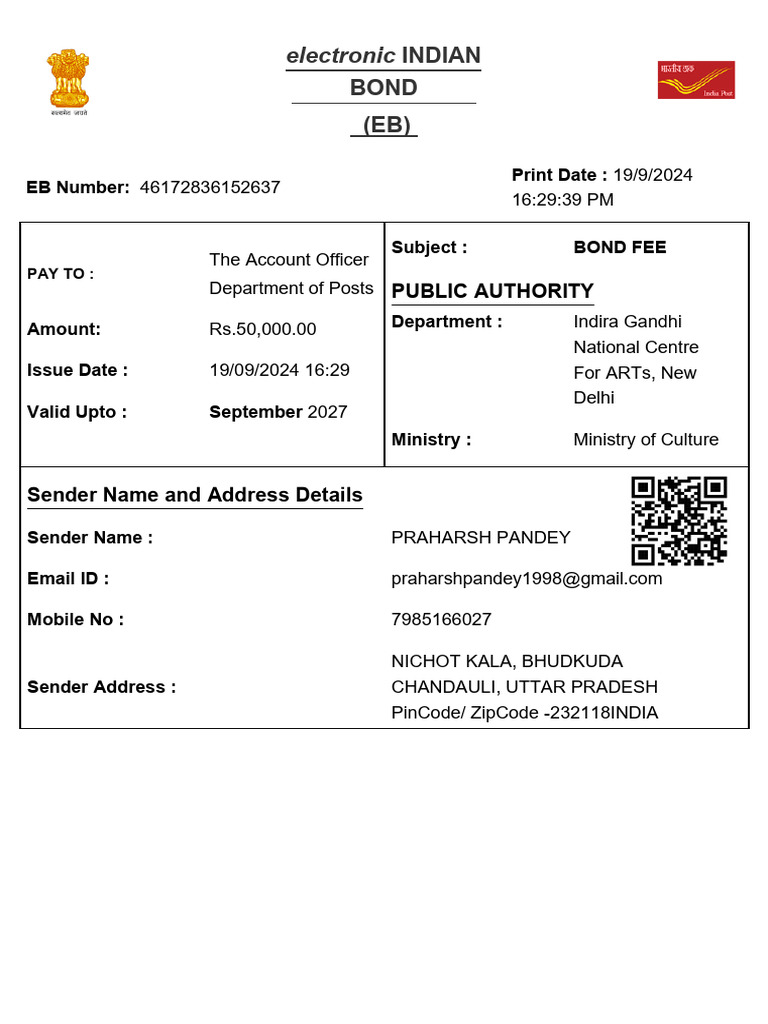 Electronic Indian Bond Details | PDF