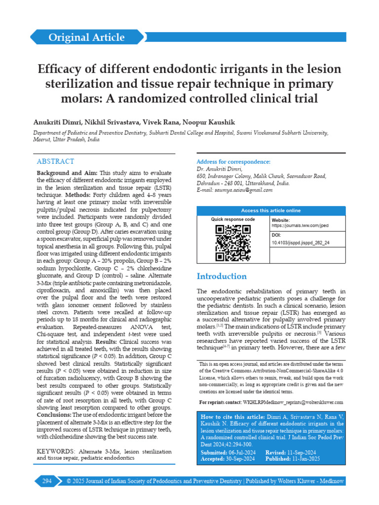 Efficacy of Different Endodontic Irrigants in The.7 | PDF | Medical ...