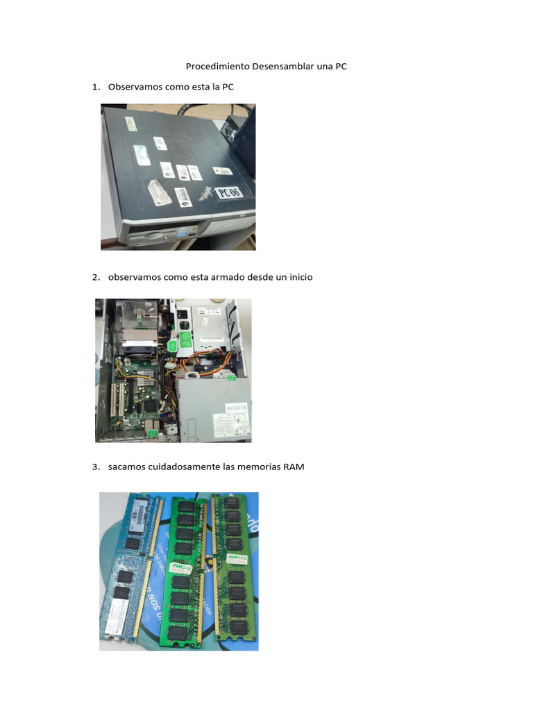 Procedimiento Desensamblar Una PC | PDF