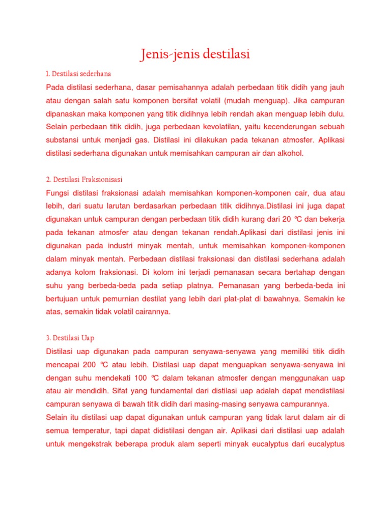 Jenis-Jenis Destilasi | PDF