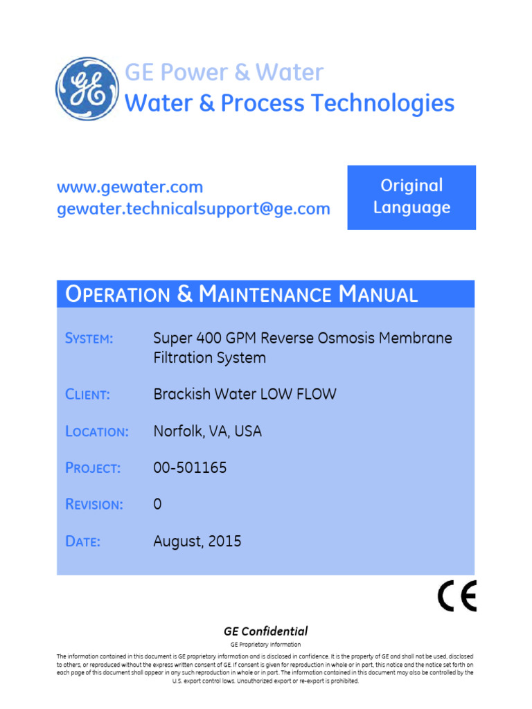Super 400 GPM RO System Manual | PDF | Membrane