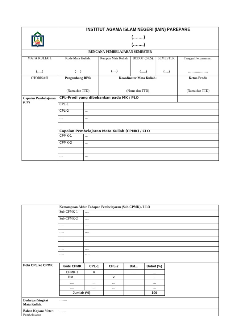 Template Rps Obe | PDF