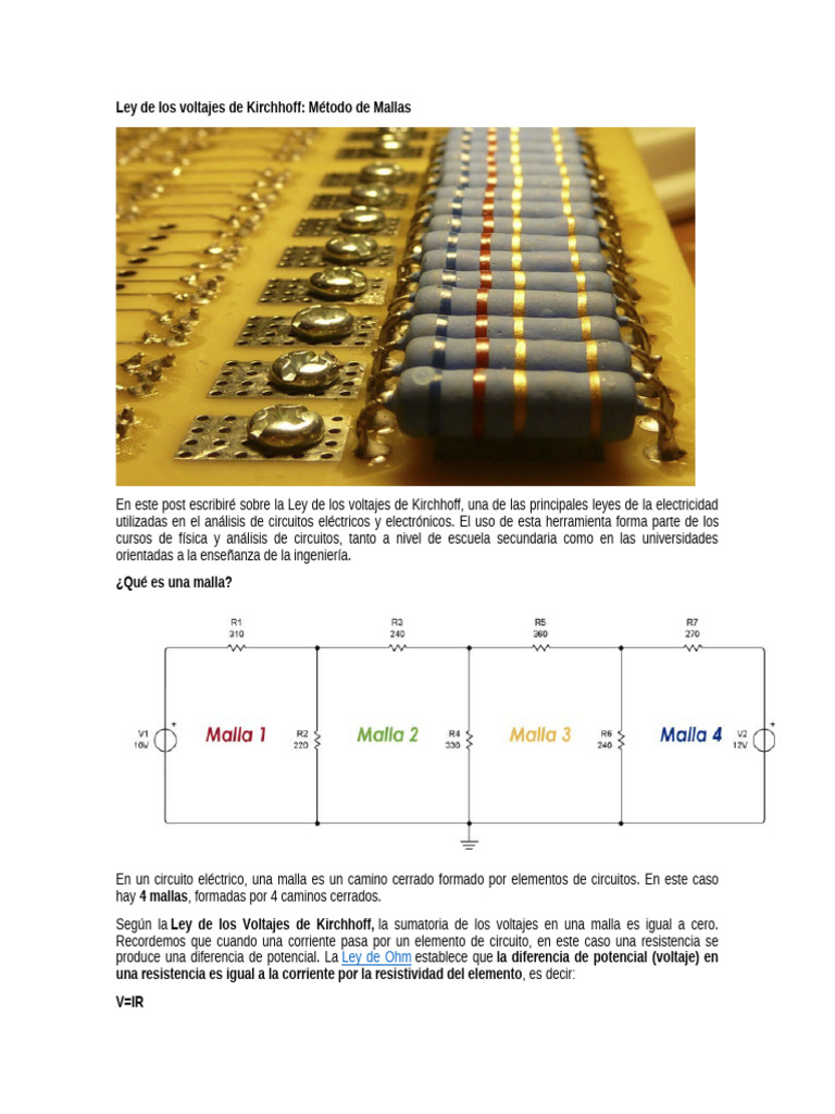 Ley de Los Voltajes de Kirchhoff | PDF | Red eléctrica | Corriente eléctrica